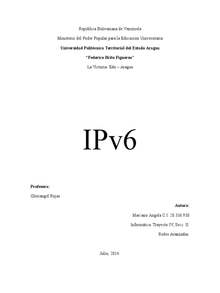 IPv 6 | PDF | Yo Pv6 | Protocolos de internet