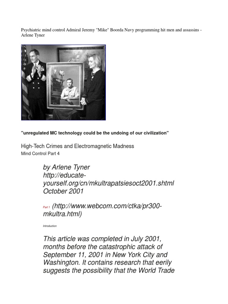 Psychiatric Mind Control Admiral Jeremy Mike Boorda Navy Programming ...