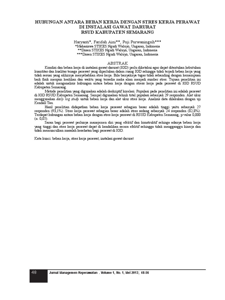 Stres Perawat IGD (Indo) | PDF | Pengembangan Diri