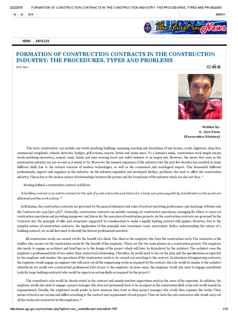 Formation of Construction Contracts in The Construction Industry - The ...