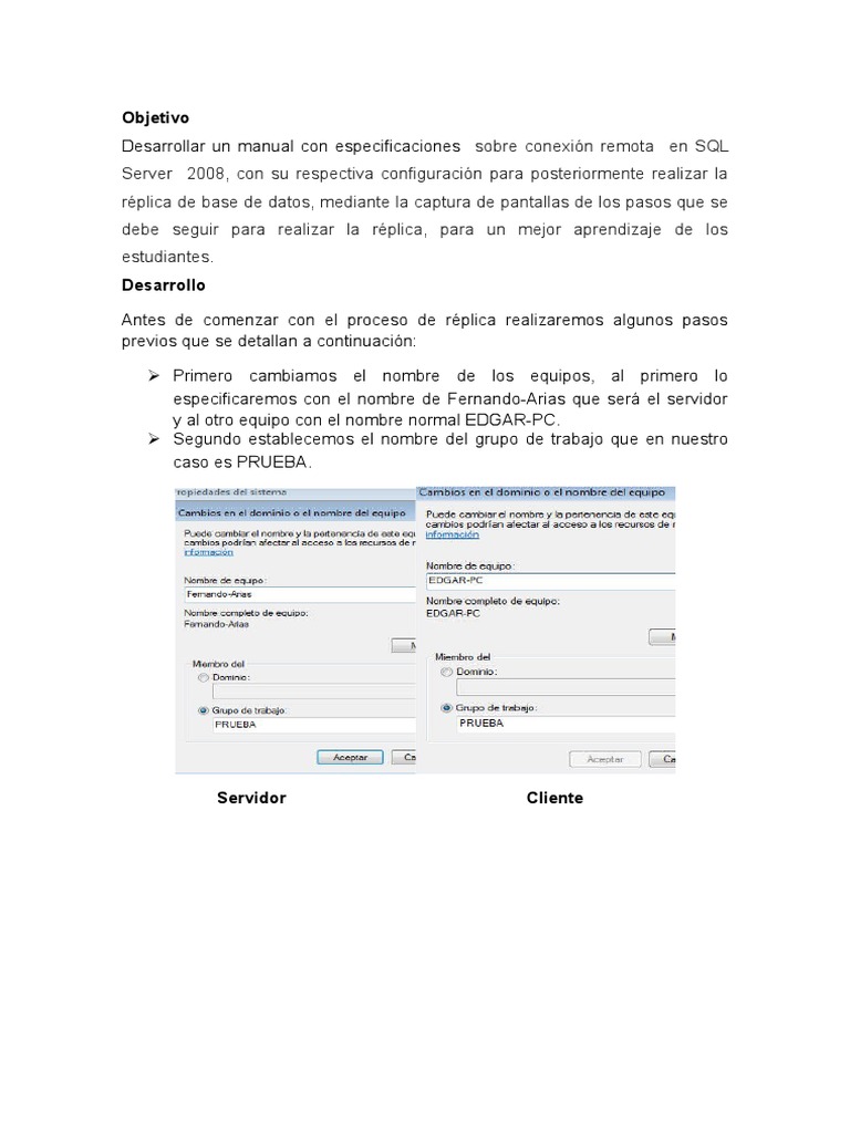 Manual De Replica Bdd Pdf Servidor Sql De Microsoft Servidor