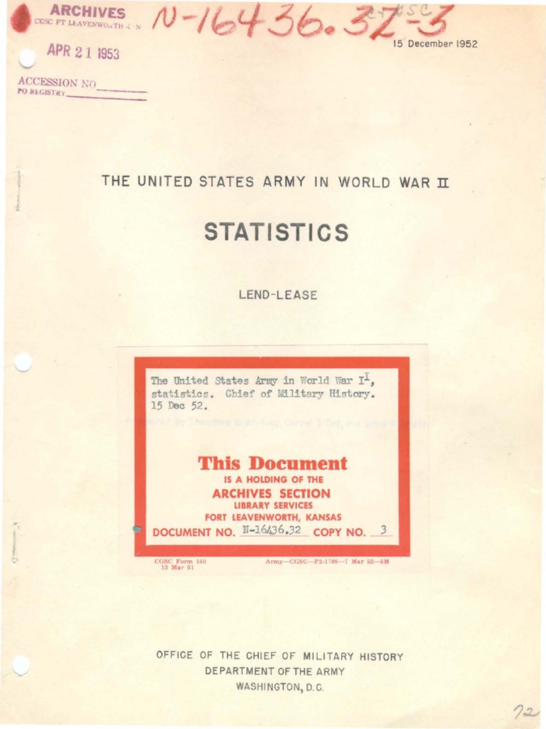 WWII Lend-Lease Statistics | PDF | Lend Lease | United States ...