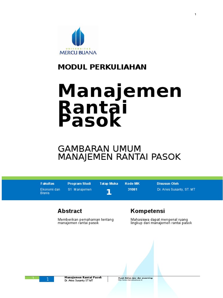 Modul 1 - Gambaran Umum Manajemen Rantai Pasok | PDF