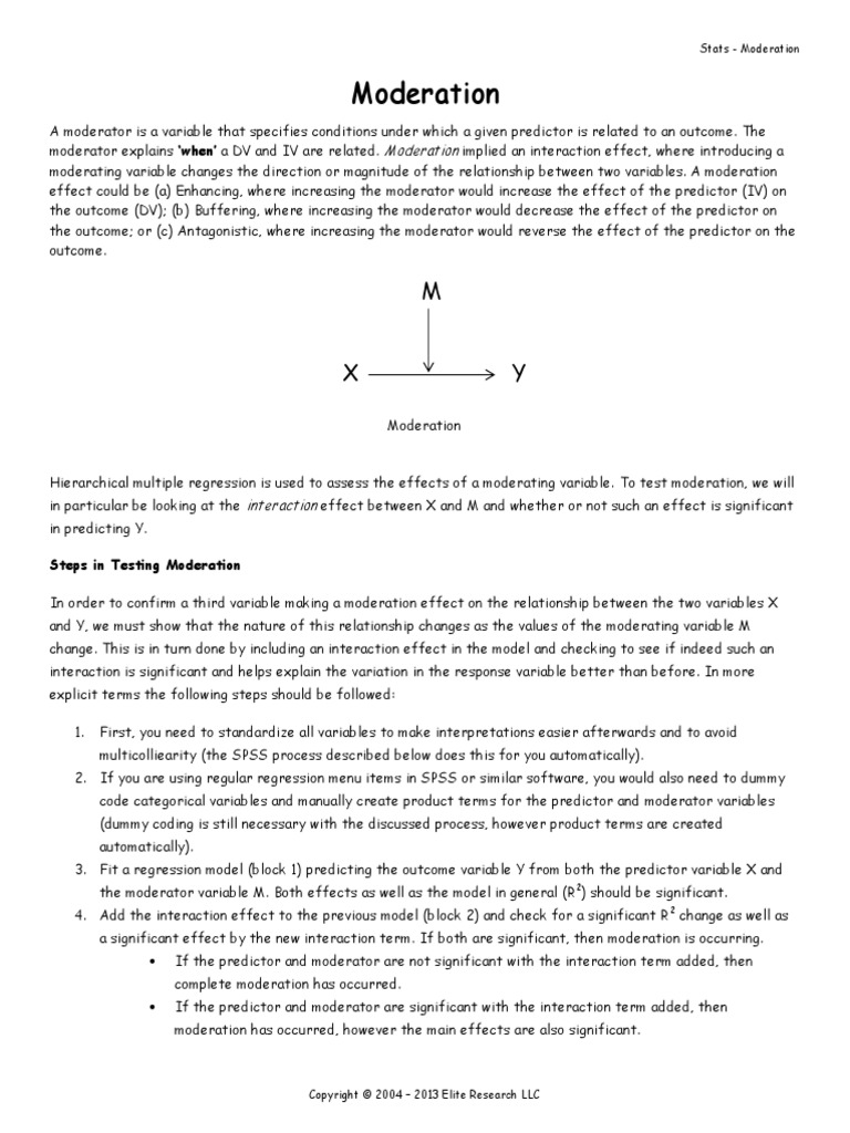 Moderation Meditation PDF | PDF | Dependent And Independent Variables | Regression Analysis