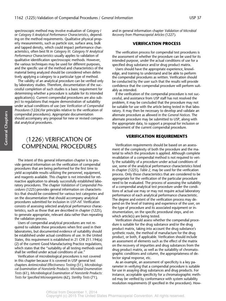 Verification of Compendial Method | Verification And Validation ...