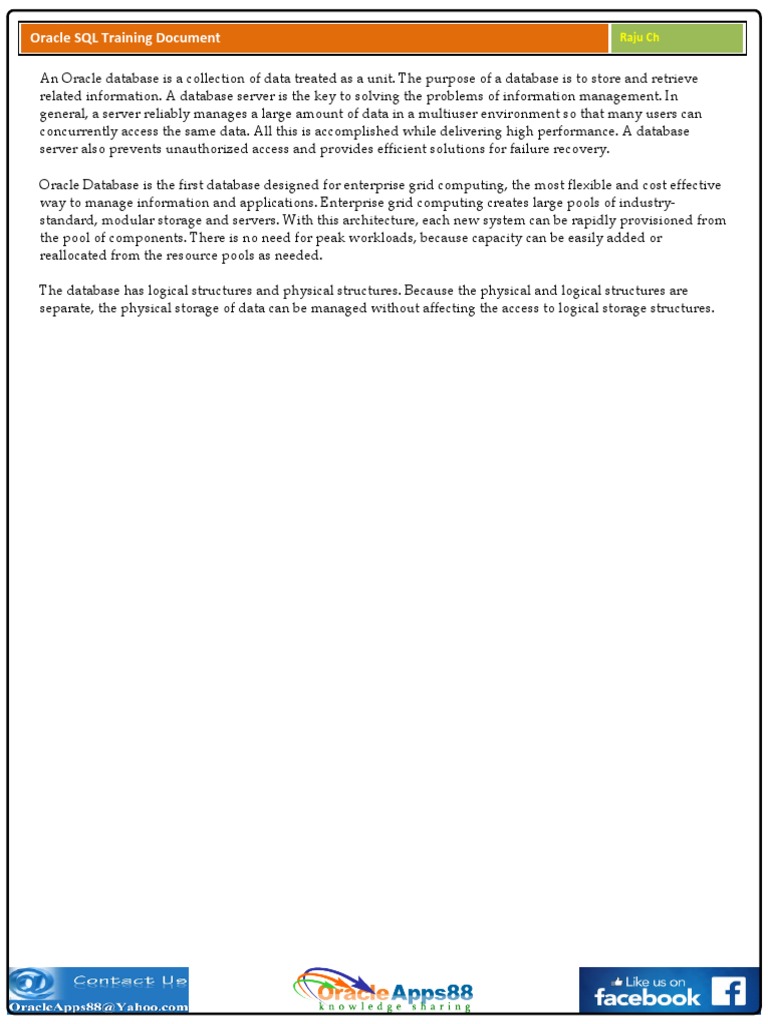 Oracle SQL Training Document | PDF | Sql | Databases