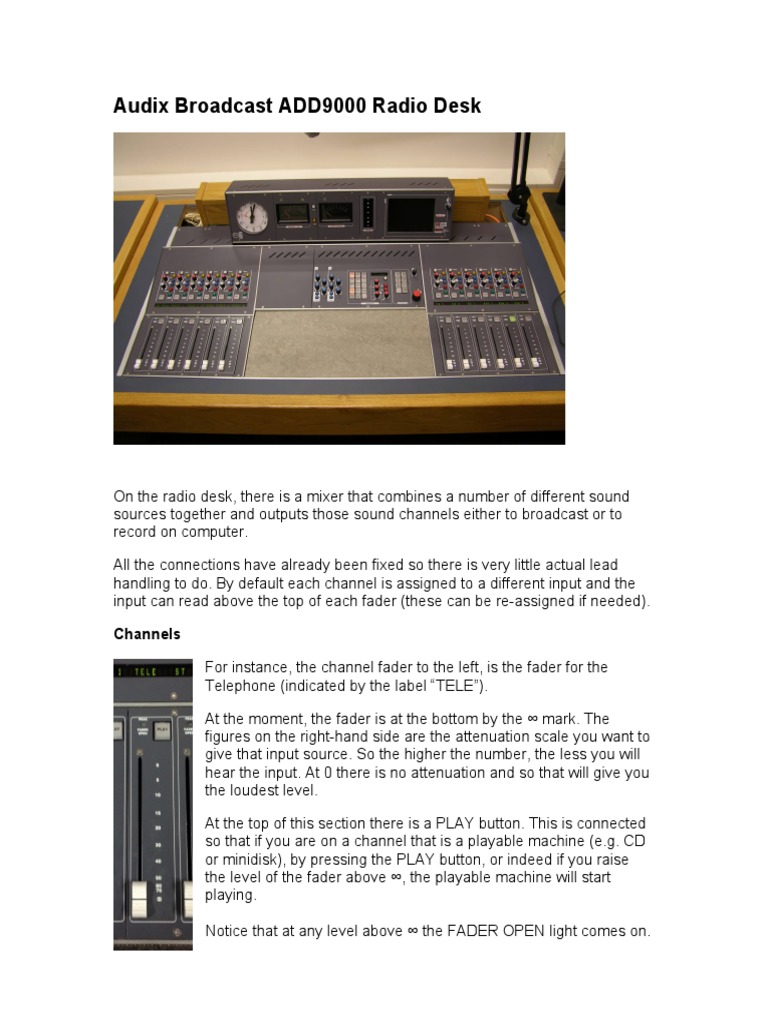 Audix Broadcast ADD9000 Radio Desk Guide | PDF | Equalization (Audio ...