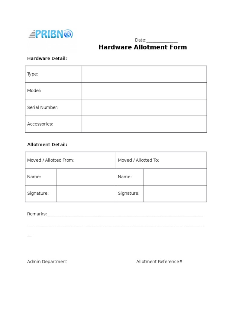 Hardware Allotment Form | PDF