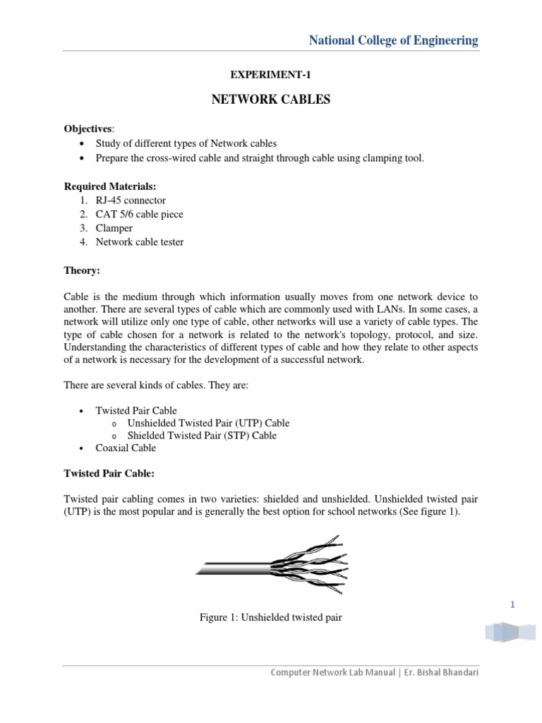 Lab 1 CN | PDF | Cable | Coaxial Cable