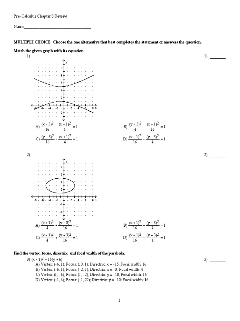 Conic Sections Review | Download Free PDF | Ellipse | Geometric Shapes