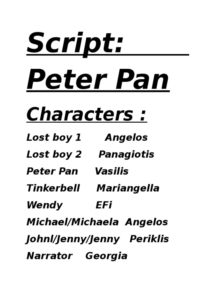 Script Peter Pan | PDF | Peter Pan | Wendy Darling