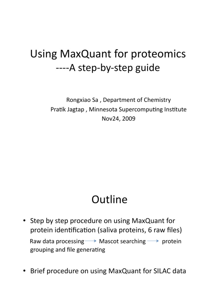 MaxQuant Proteomics Step-by-Step Guide | PDF | Proteomics | Computer ...