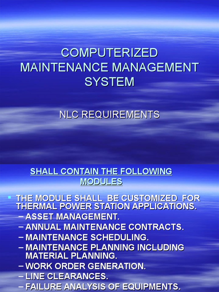 Computerized Maintenance Management System | PDF
