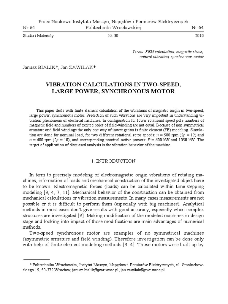 Vibration Calculations in A Electric Motor | PDF | Electric Motor ...