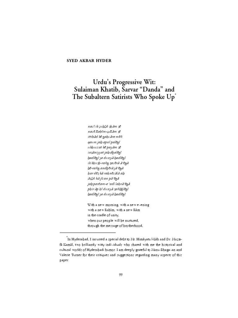 07 Akbar Hyder | PDF | Satire | Urdu