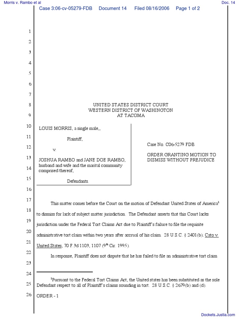 Morris v. Rambo: Dismissal Order | PDF | Prejudice (Legal Term) | Complaint