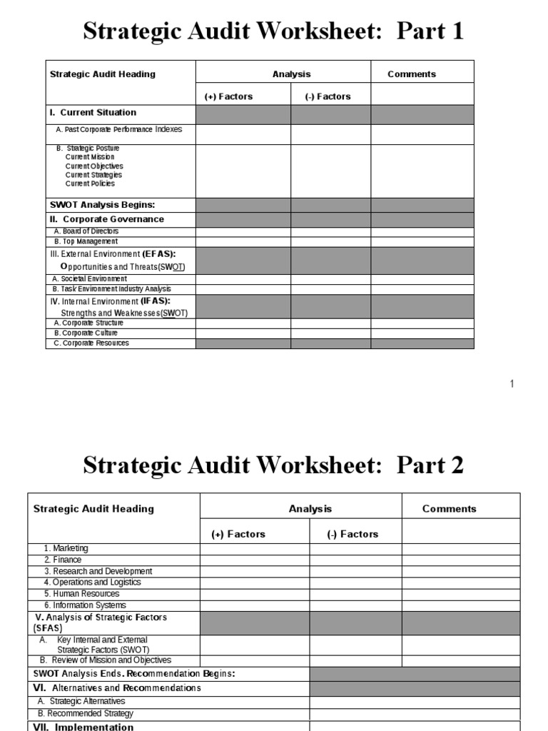 Strategic Audit Worksheet Overview | PDF | Business