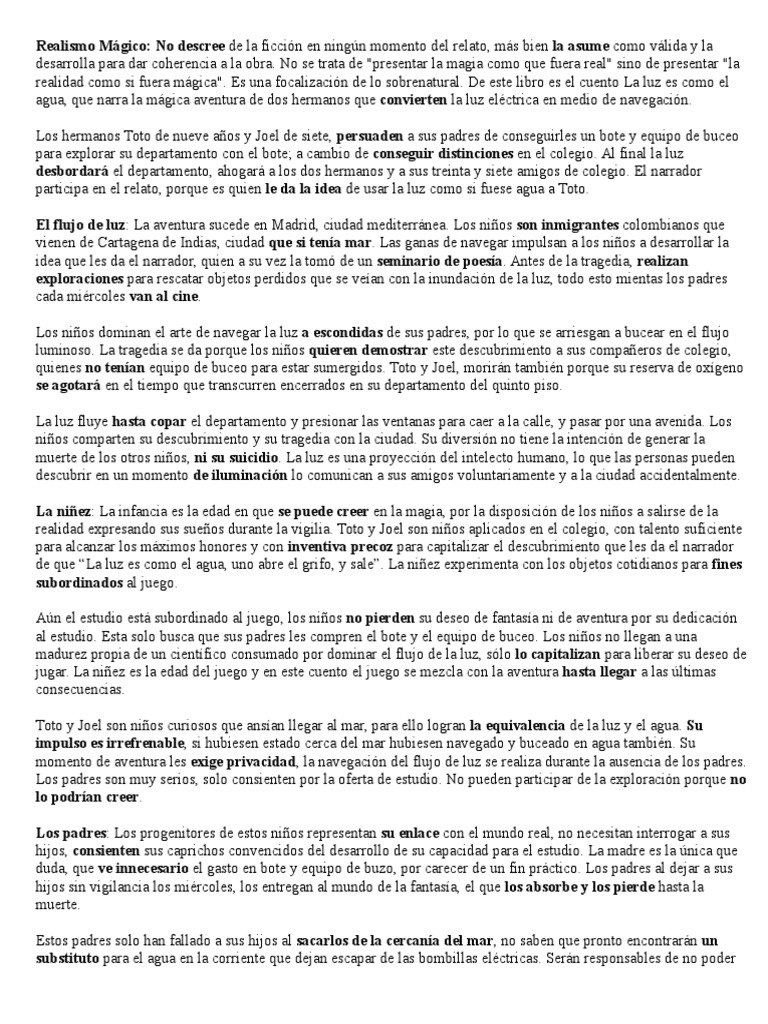 La Luz Es Como El Agua - Lectura - Analisis | Submarinismo | Ligero ...