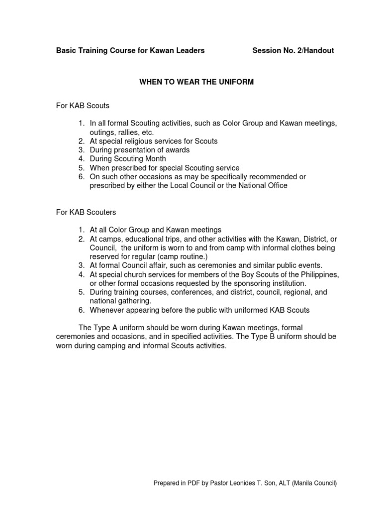 Smartness and Good Order | PDF | Scouting | Clothing