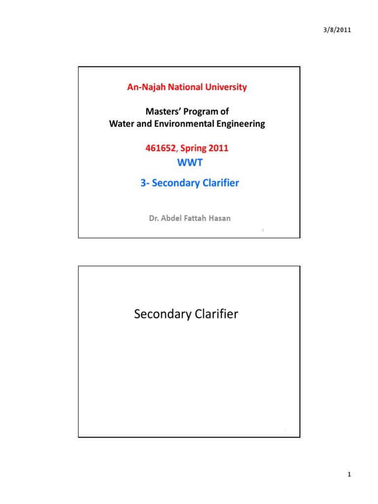 WWT Secondary Clarifier PDF | PDF | Water Treatment | Pollution