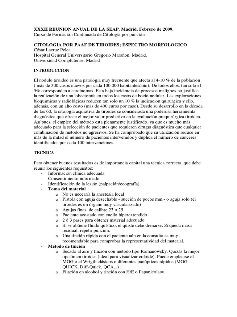 PAAF Tiroides | PDF | Cáncer | Glándulas