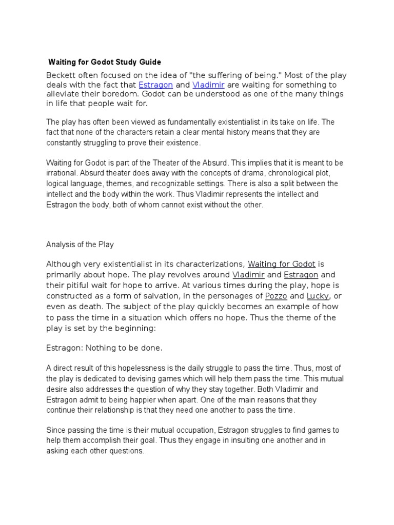 Waiting For Godot Study Guide | PDF | Religion And Belief | Science