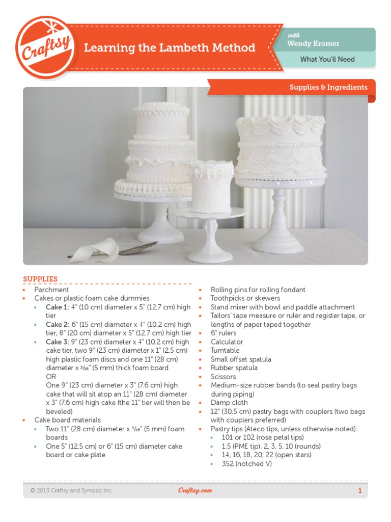 Lambeth Technique Supplies & Recipe | PDF | Cakes | Meringue