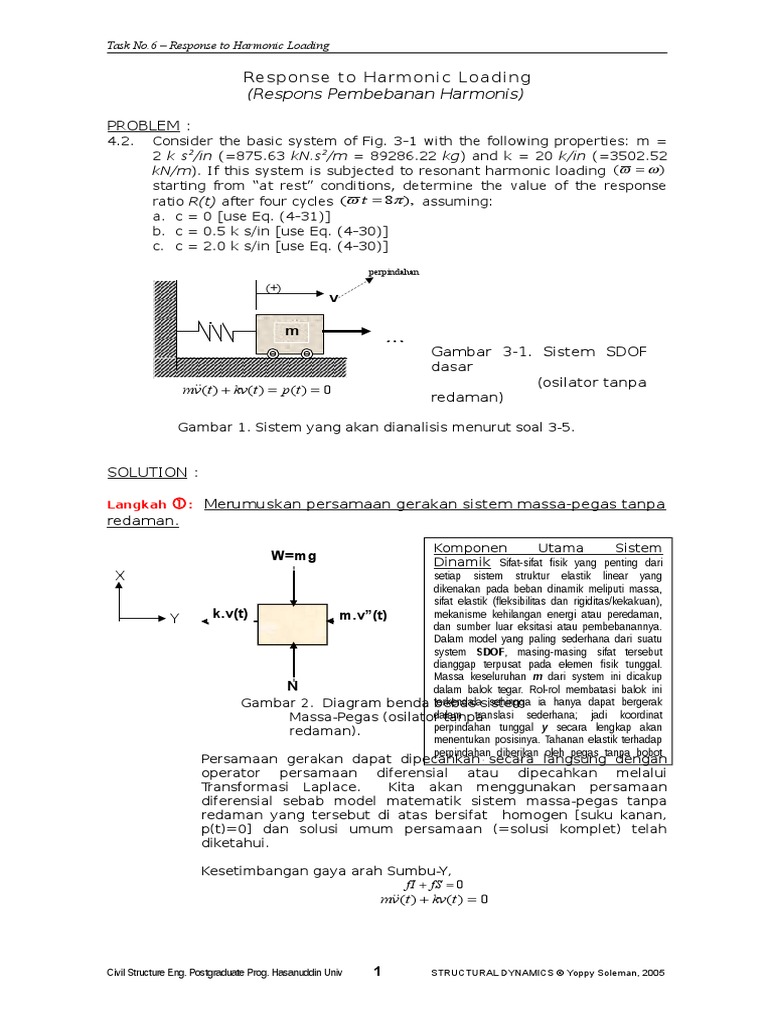 Dynamics of Structures (Clough and Penzien) - Task 06 - Response To ...