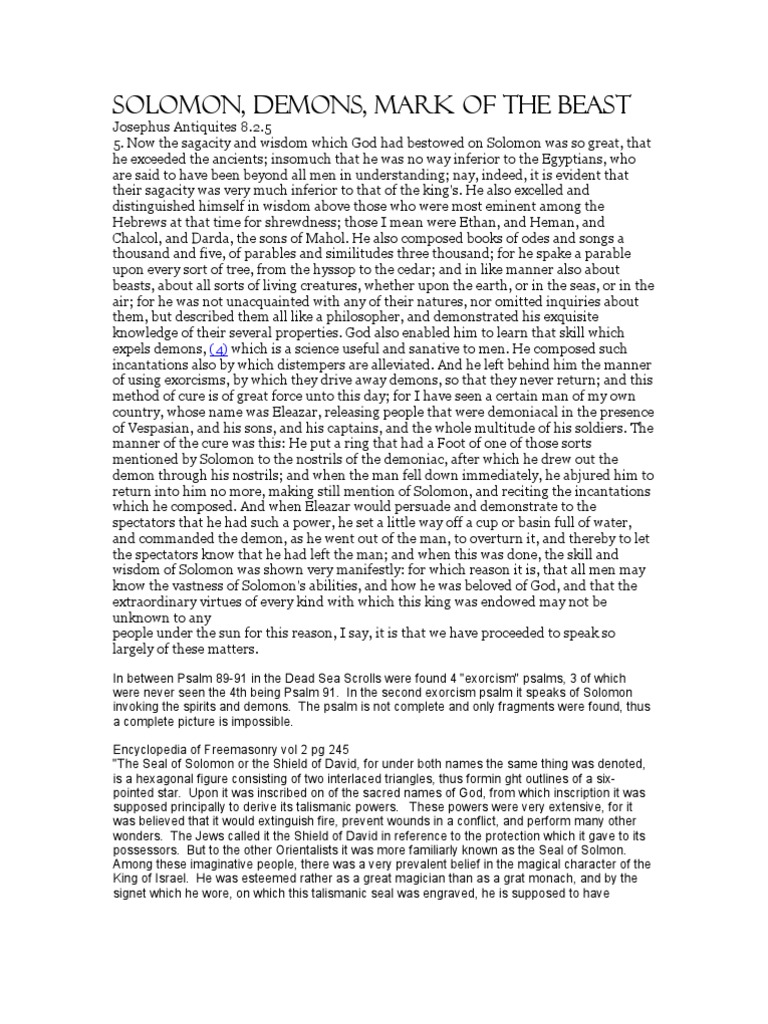 Mark of The Beast Solomon | PDF | Solomons | Antichrist
