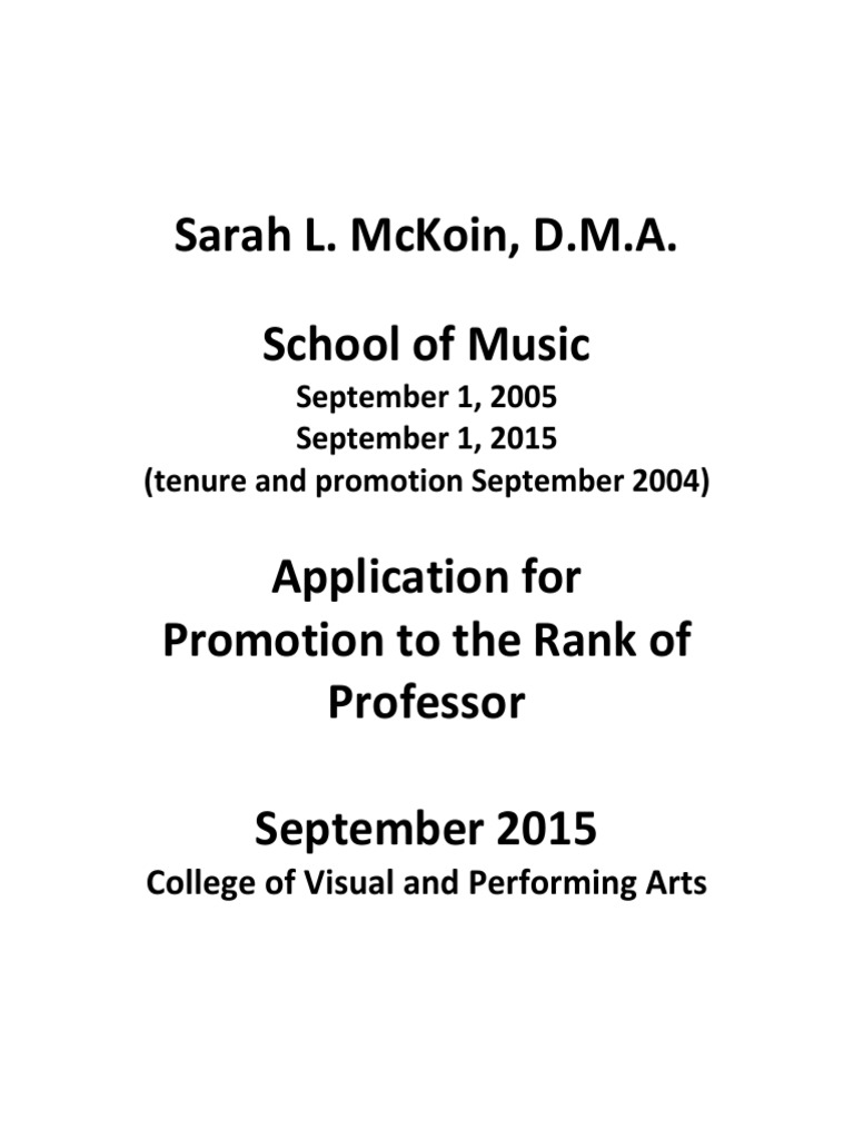 Promotion Application for Professor McKoin | PDF