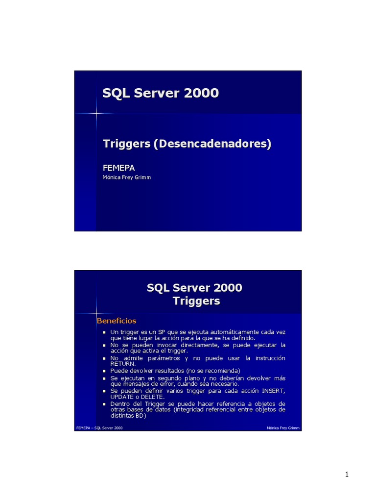 SQL Server 2000 - 12 Triggers (Desencadenadores) PDF | PDF | Servidor ...