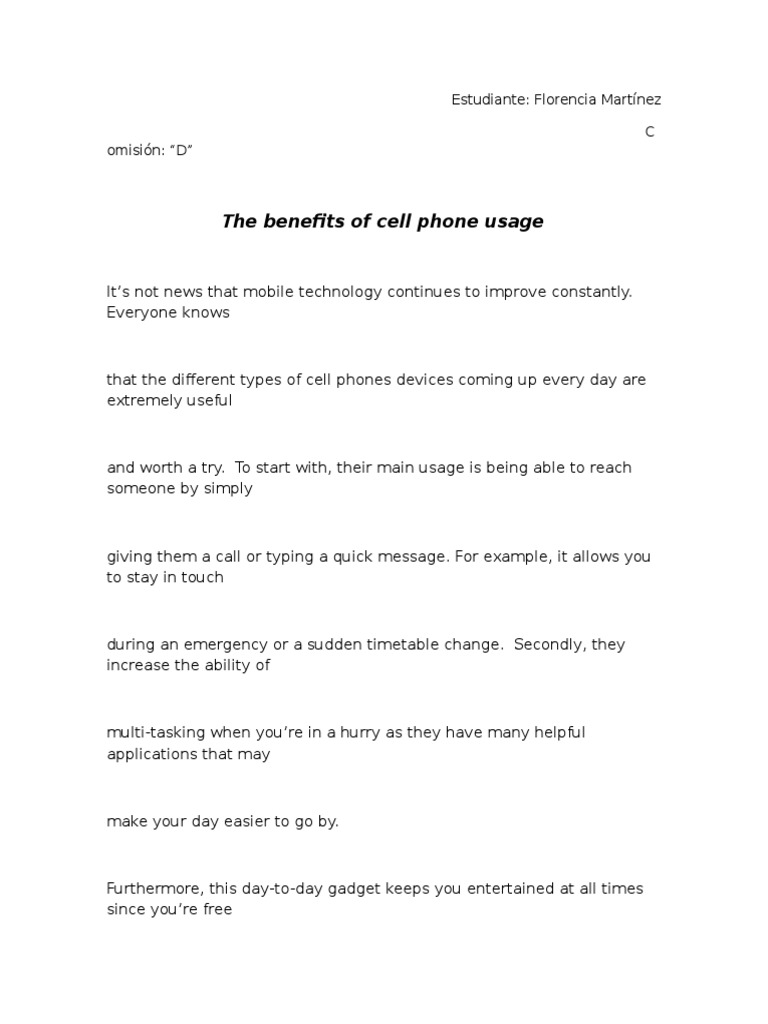 Student's Guide to Cell Phone Benefits | PDF | Career & Growth | Social ...
