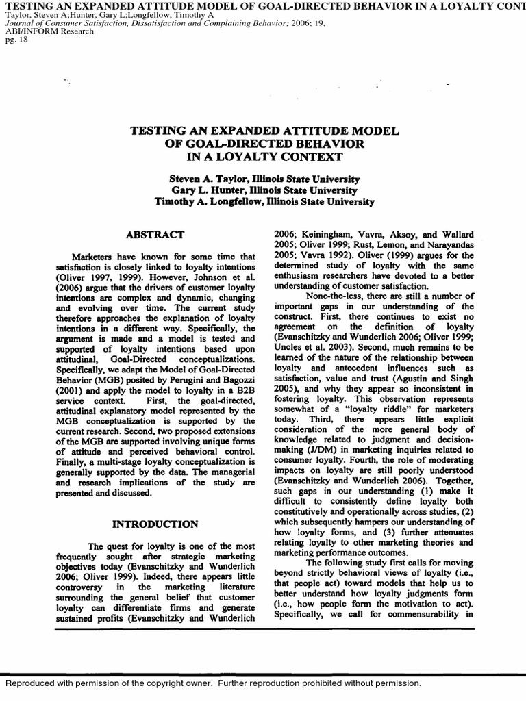 Testing An Expanded Attitude Model of Goal-Directed Behavior in A ...