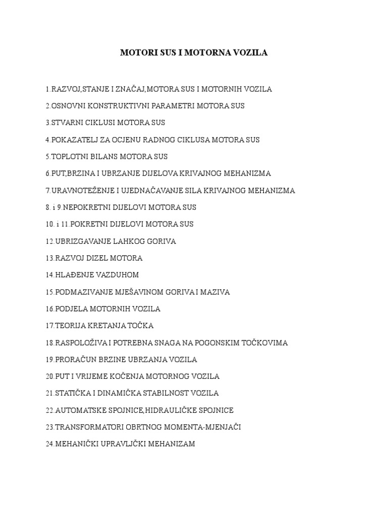 Motori Sus I Motorna Vozila | PDF