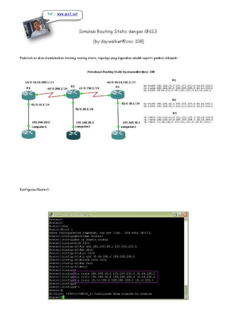 Simulasi Routing Static Dengan GNS3 | PDF