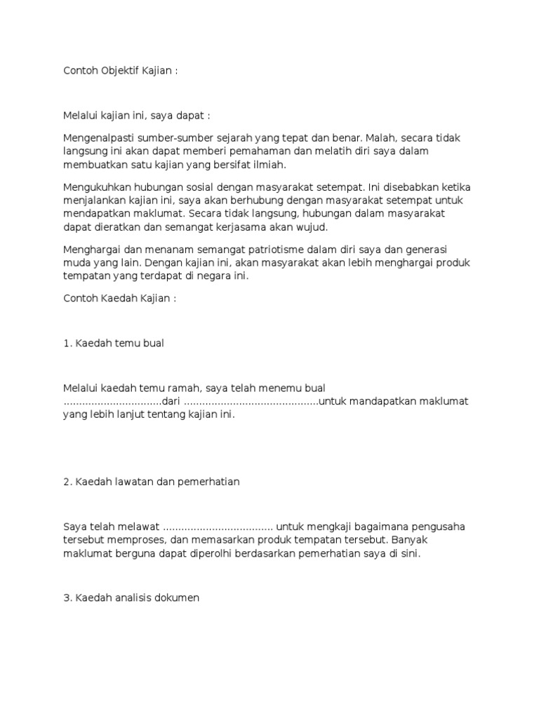 Contoh Objektif Kajian | PDF