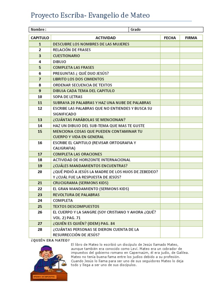 Proyecto Escriba - Mateo PDF | PDF | Evangelios | Evangelio de Mateo