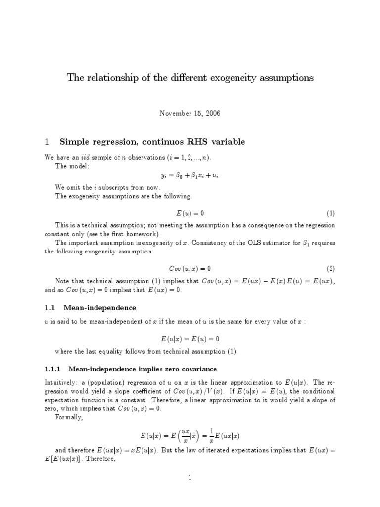 Exogeneity Assumptions | PDF | Covariance | Regression Analysis