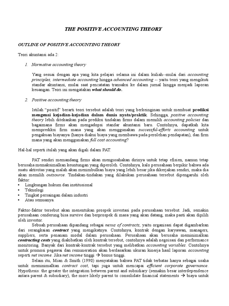 The Positive Accounting Theory | PDF