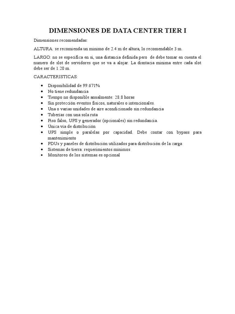 Dimensiones Data Center | PDF
