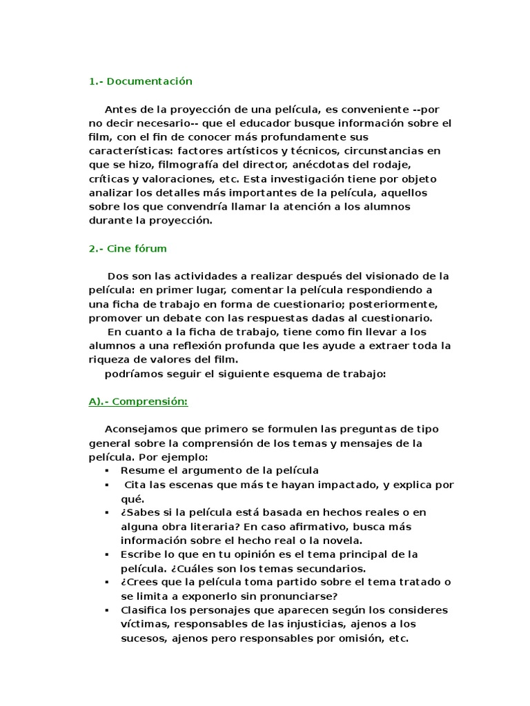 Guia para Trabajar Peliculas | PDF | Cuestionario | Derechos humanos