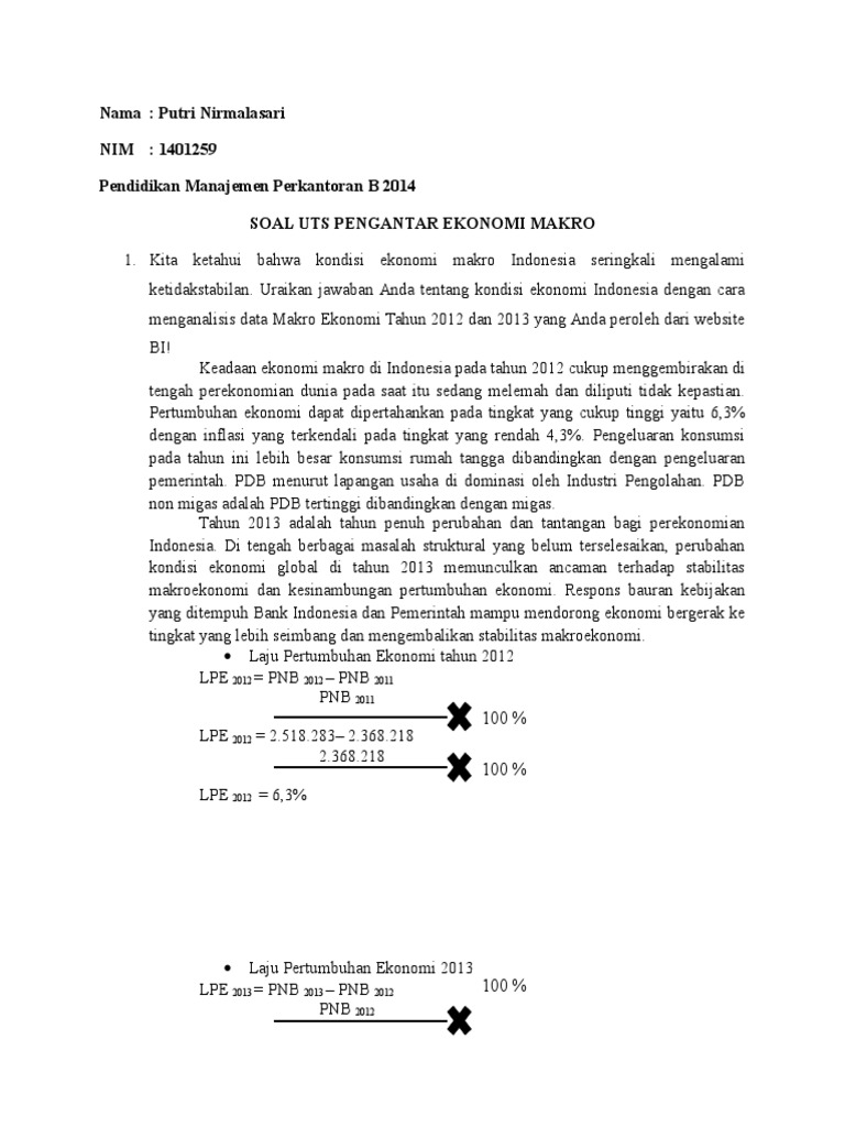 Soal UTS Ekonomi Makro | PDF