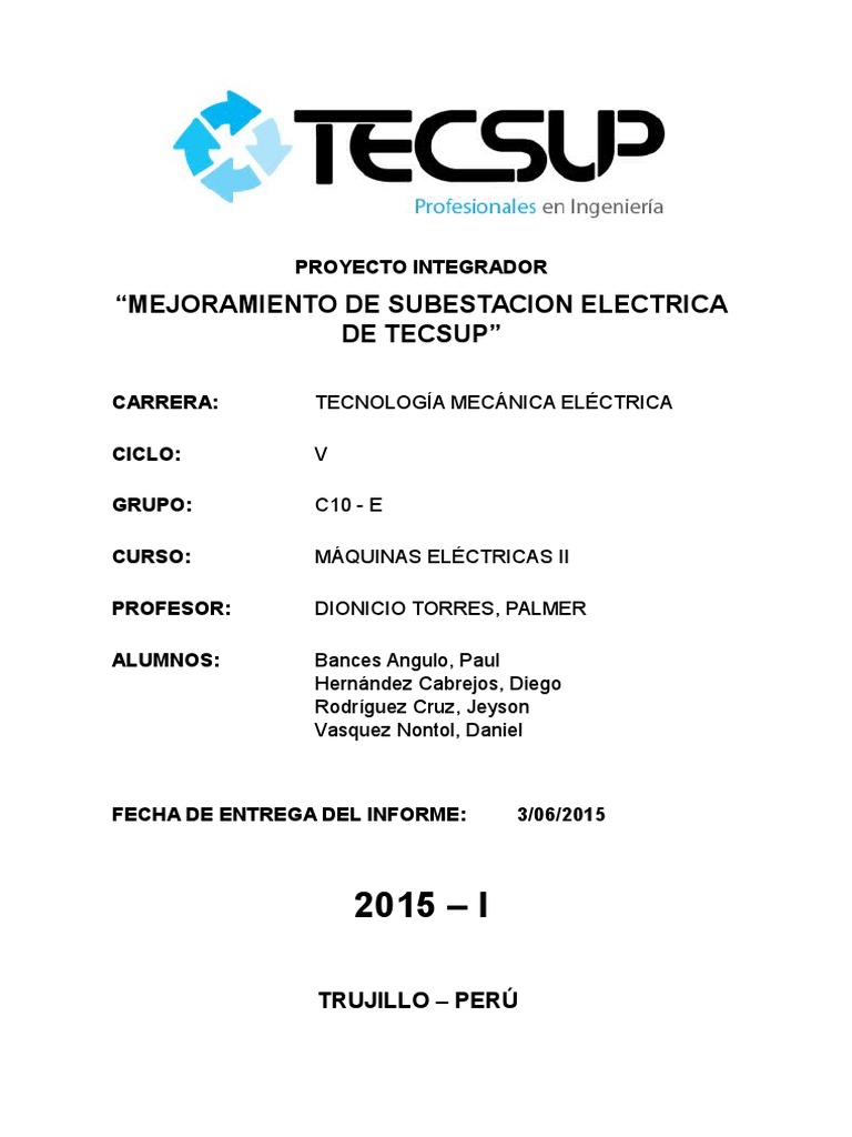 Proyecto Transformador Tecsup | PDF | Energia electrica | Transformador