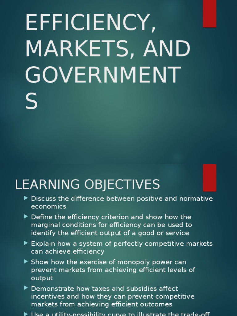 Efficiency, Markets, and Governments | PDF | Pareto Efficiency ...