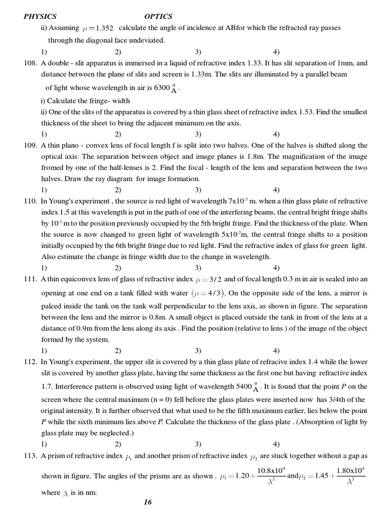 Ray Optics | PDF | Lens (Optics) | Refractive Index