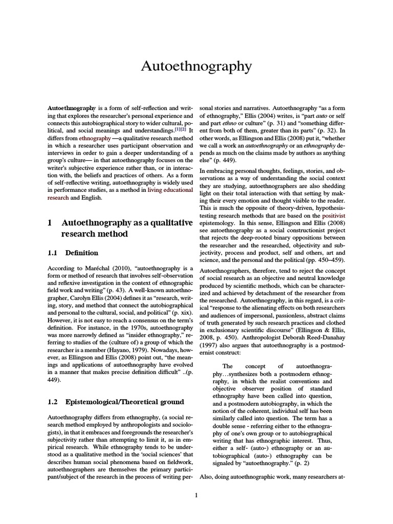 Auto Ethnograph | Ethnography | Philosophical Movements