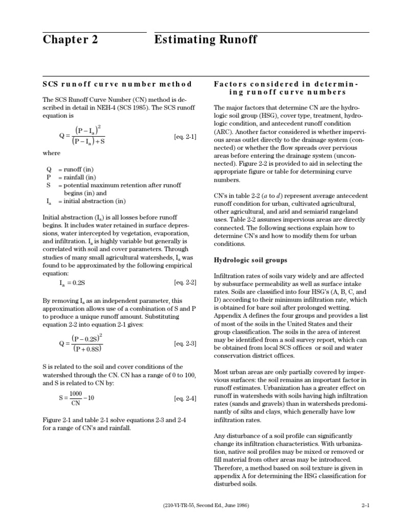 SCS Runoff Curve Number Method - TR-55 | PDF | Surface Runoff ...