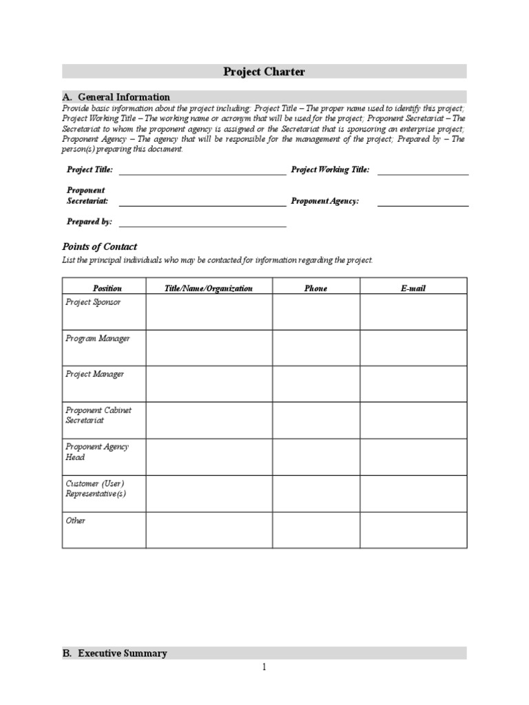 Project Charter Template 1 4 | PDF | Stakeholder (Corporate) | Project ...