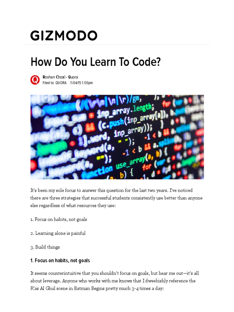 How Do You Learn To Code | PDF | Mentorship | Computer Programming