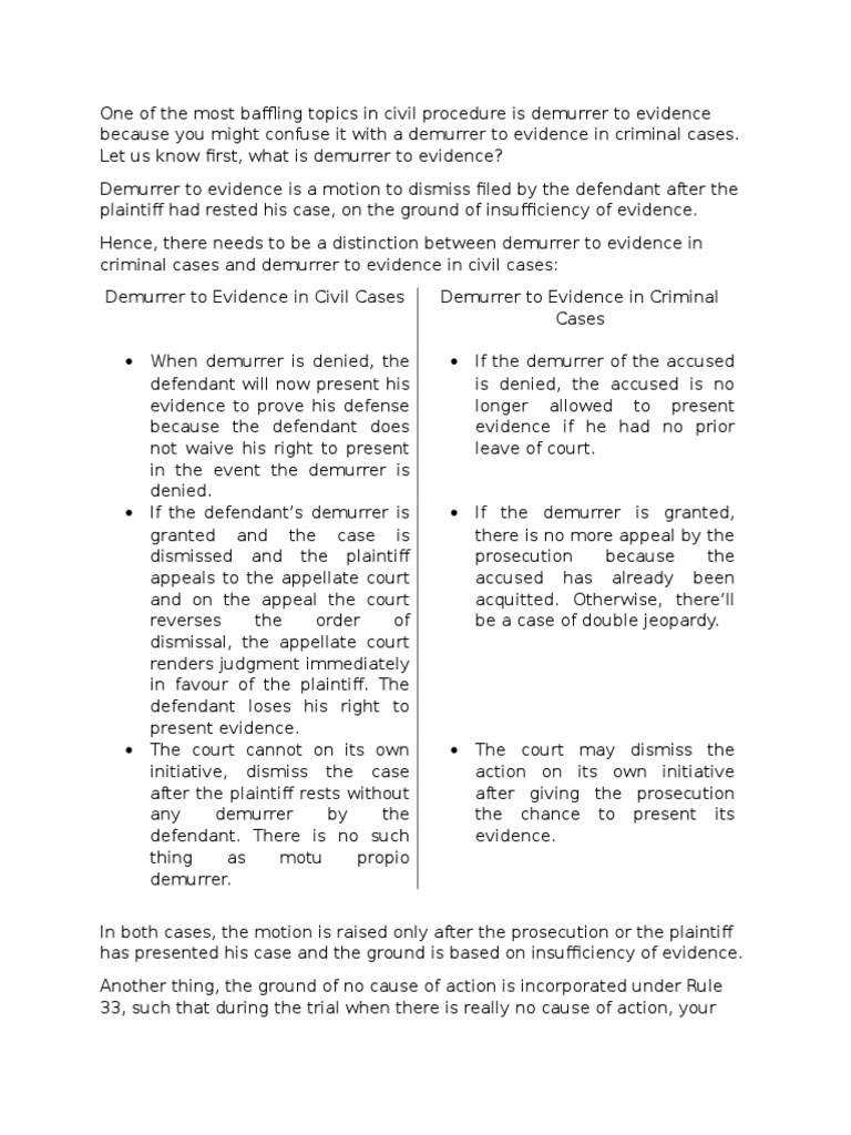 Demurrer To Evidence | PDF